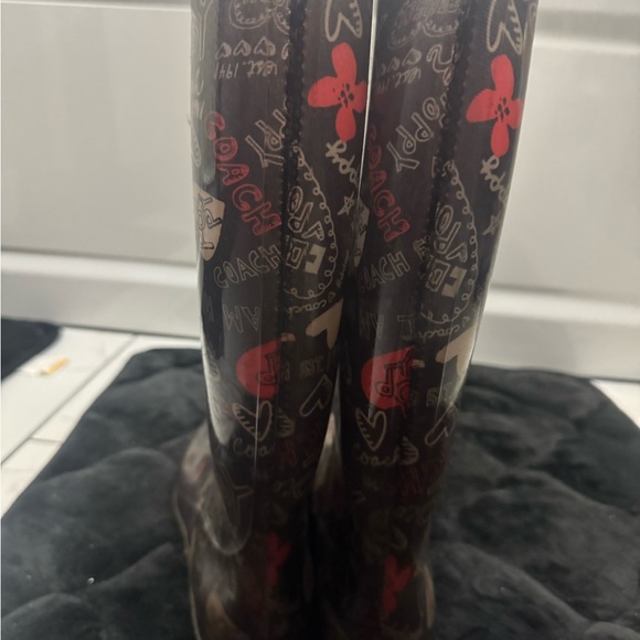 Coach | Shoes | Coach Black And Red Rain Boots | Poshmark